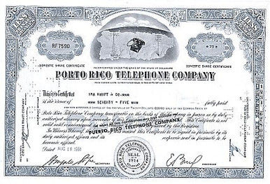 The Porto Rico Telephone Company in 1960's - Scripophily.com | Collect ...