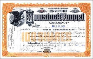Comstock Lode Tunnel Company signed by Theodore Sutro - Virginia City ...