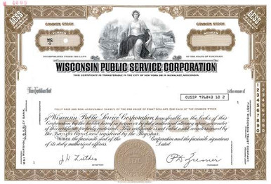 Wisconsin Public Service Corporation - Scripophily.com | Collect Stocks ...