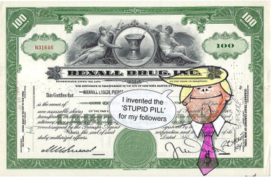 Authentic Rexall Drug, Inc. Stock Certificate with Original Parody ...