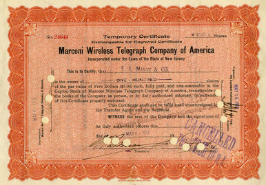 Marconi Wireless Telegraph Co. of America - Issued 24 days after ...