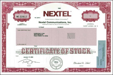 Nextel Communications, Inc. (Last Stock Certificate - Now Sprint ...