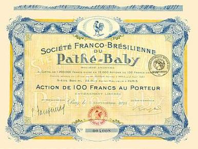 Pathe Baby Company - 1923 - Famous Rooster Vignette - Scripophily.com ...