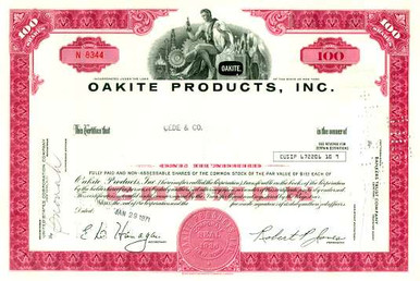 Oakite Products, Inc. - Scripophily.com | Collect Stocks and Bonds ...