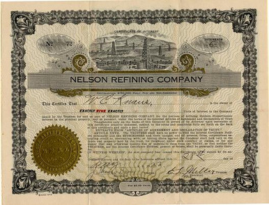 Nelson Refining Company - Arkansas 1923 - Scripophily.com | Collect ...