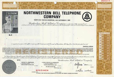 Northwestern Bell Telephone Company - Specimen - Scripophily.com ...
