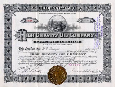 High Gravity Oil Company (Signed by Samuel A. Hole - really that was ...