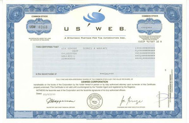 US Web Corporation with Joseph P. Firmage as Chairman - Scripophily.com ...