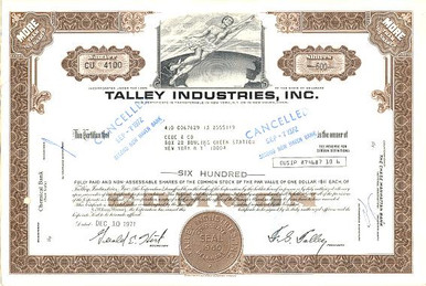 Talley Industries, Inc. (Now Talley Defense Systems) - Delaware 1971 ...