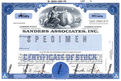 Sanders Associates, Inc. - Delaware 1978 - Scripophily.com | Collect ...