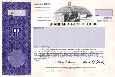 Standard-Pacific Corp. - California - Scripophily.com | Collect Stocks ...