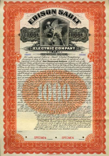Edison Sault Electric Company - Gold Bond 1905 - Scripophily.com ...