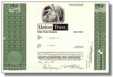 Union Trust Company 1970 - Now First Union Corporation - Scripophily ...