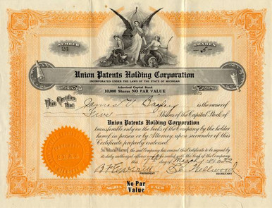 Union Patents Holding Corporation - Michigan 1932 - Scripophily.com ...
