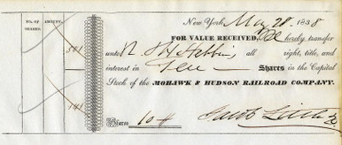 Jacob Little signed Certificate - Original Great Bear of Wall Street ...