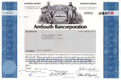 AmSouth Bancorporation - Scripophily.com | Collect Stocks and Bonds ...