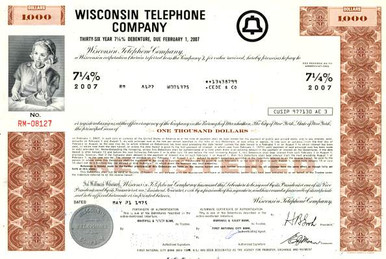 Wisconsin (Bell) Telephone Company - Ameritech - Scripophily.com ...