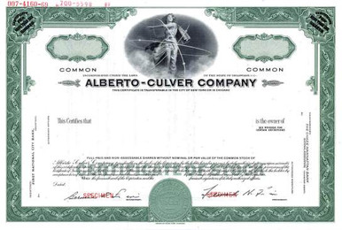 Alberto - Culver Company (Now Unilever) - Scripophily.com | Collect ...