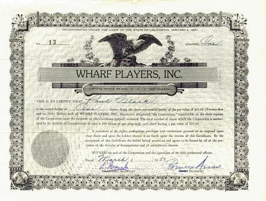 Wharf Players, Inc. signed by Bruce Ariss - Cannery Row Monterey ...