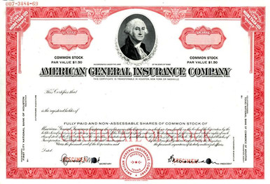 American General Insurance Company Specimen (Now AIG American General ...