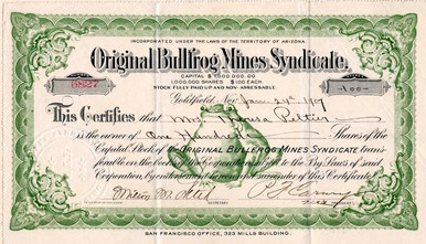 Original Bullfrog Mines Syndicate - Incorporated in Territory of ...