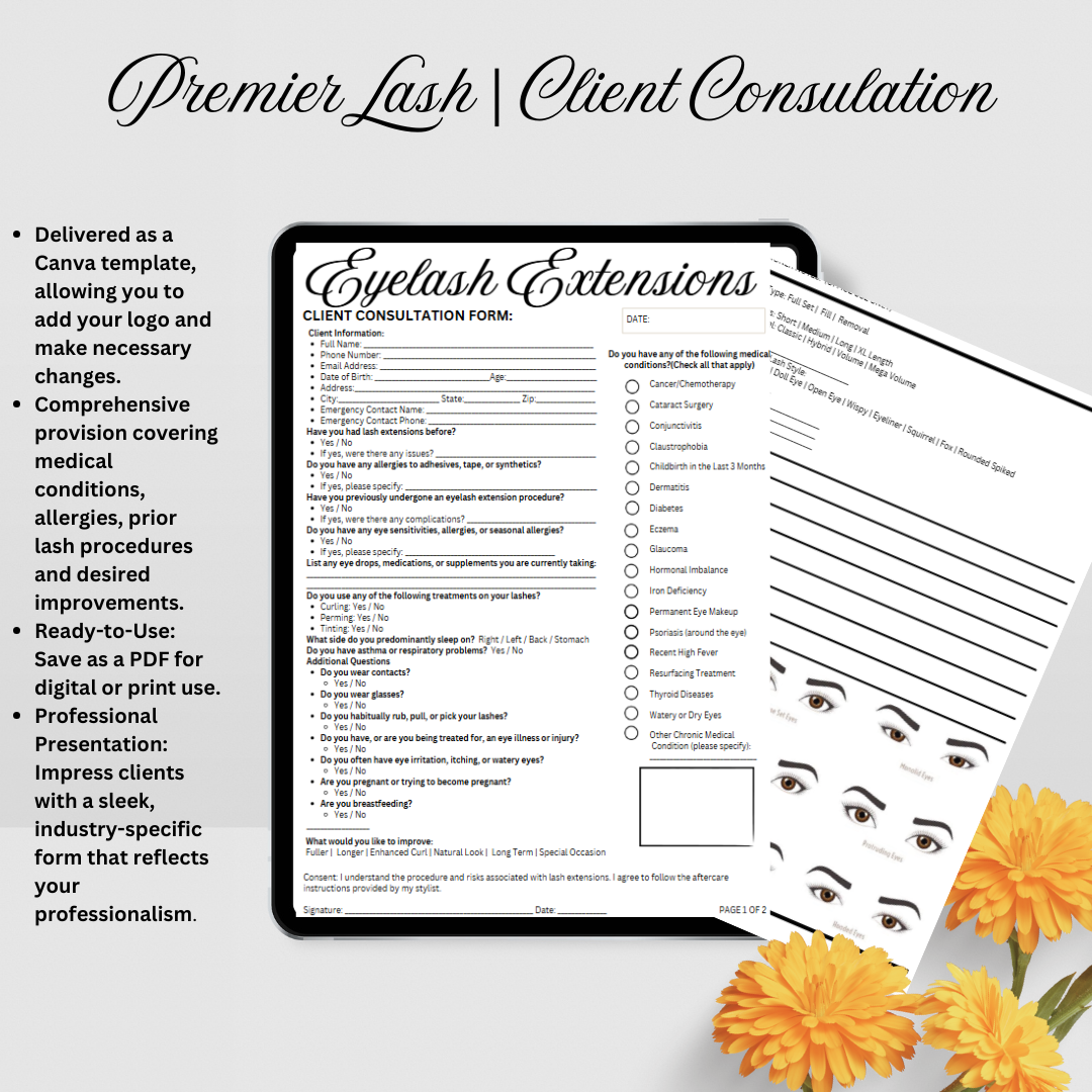 Customizable Lash Extension Consultation Form