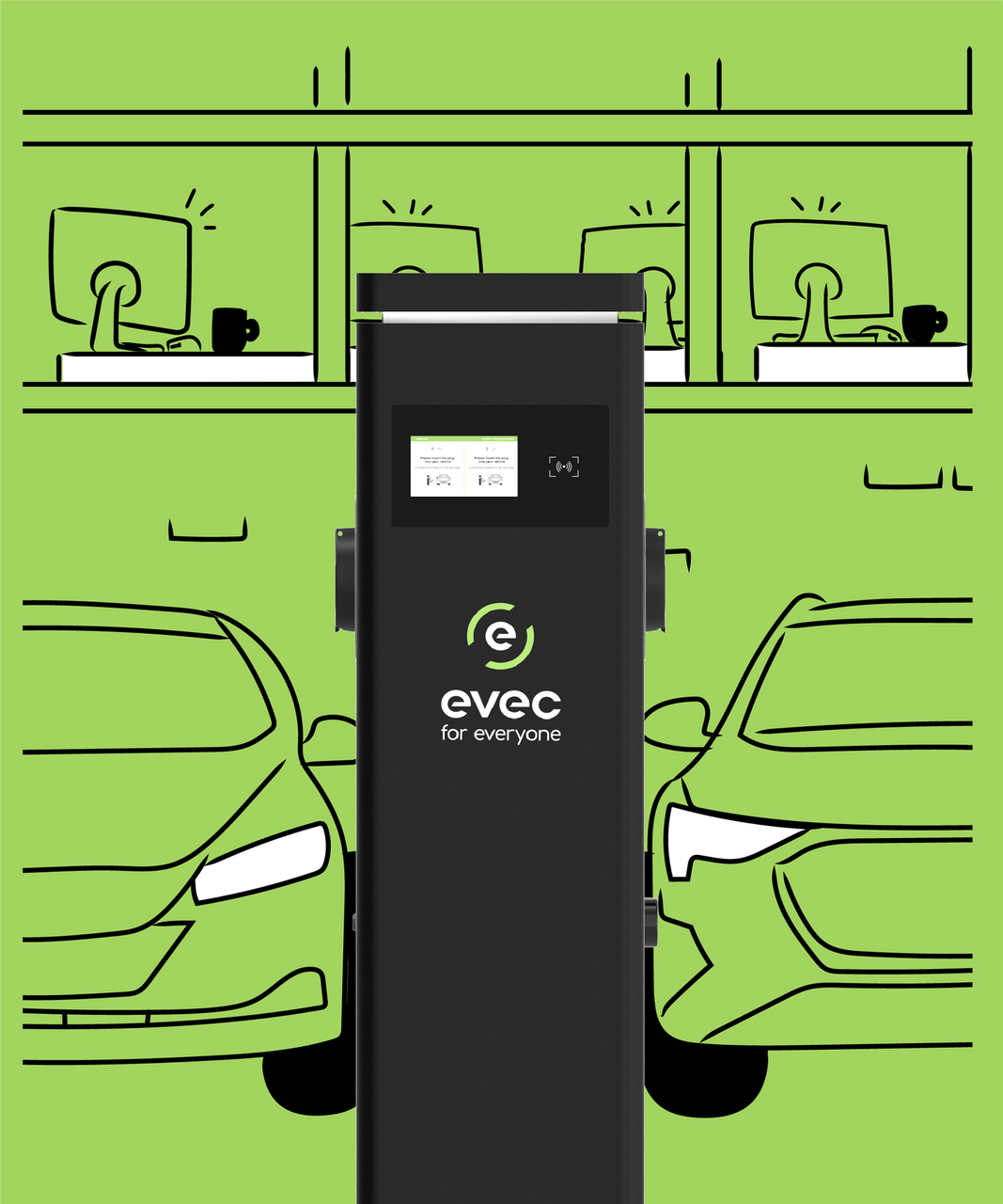 22kW Dual Socket Pedestal EV Charger, Type 1 & Type 2, Three Phase ...