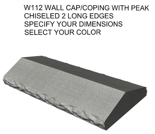 Peaked sloped flat wall cap wall coping; natural stone, limestone ...
