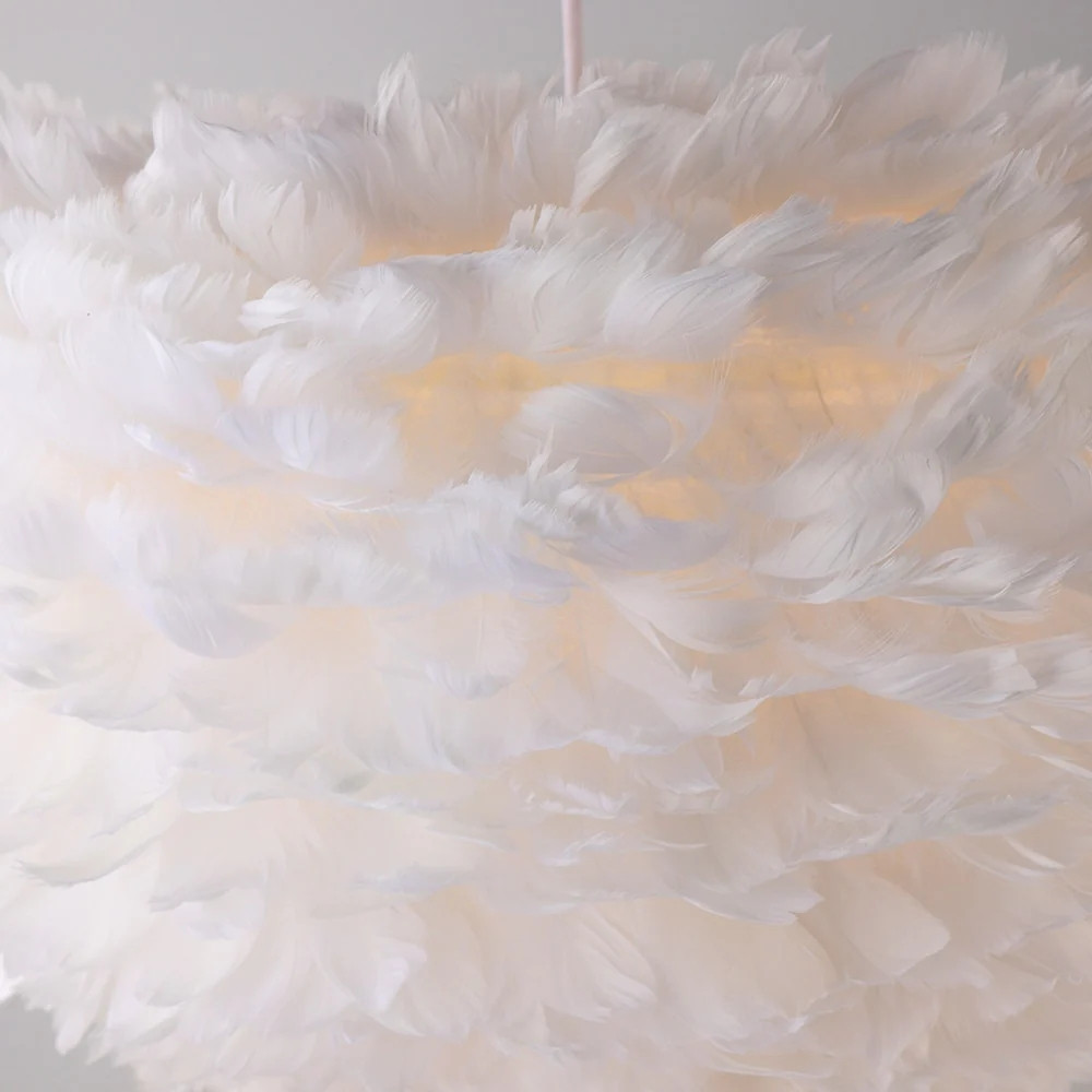 Modern White Goose Feather Pendant Lighting