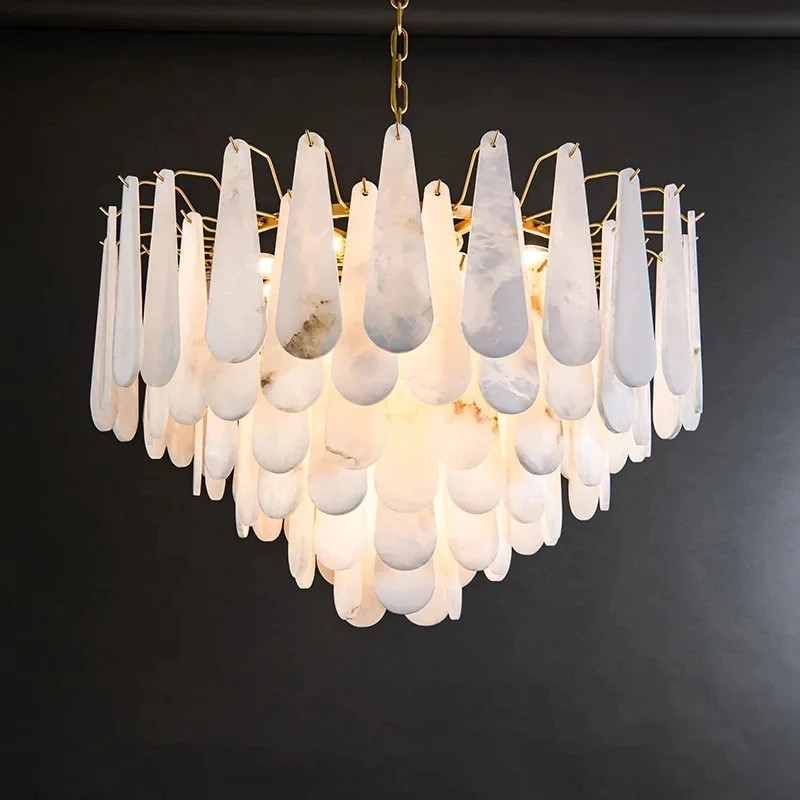 Spanish Alabaster Foyer Chandelier Lighting