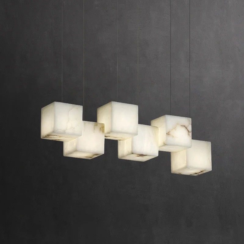 Hand Carved Alabaster Globe Pendant Light