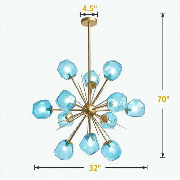 Octagon Art Glass Sputnik Chandelier Lighting