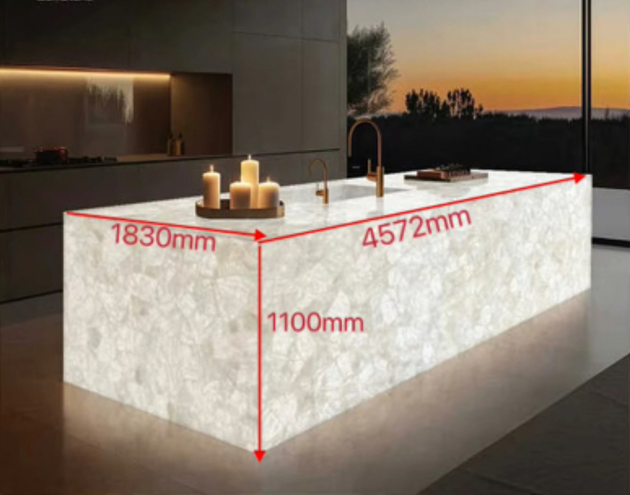 Customized Natural Gemstone Kitchen Island