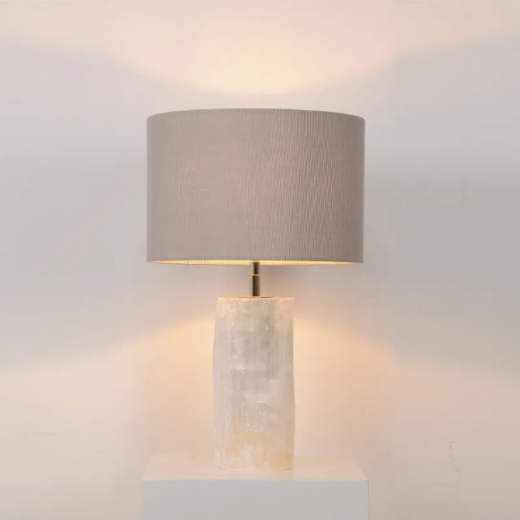 Natural Selenite Column Table Lamp