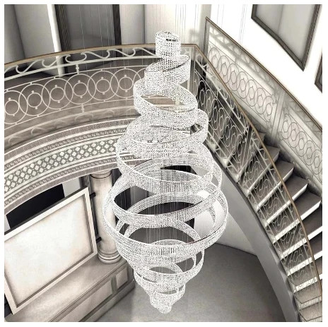 Akari Staircase Crystal Ring LED Chandelier Lighting