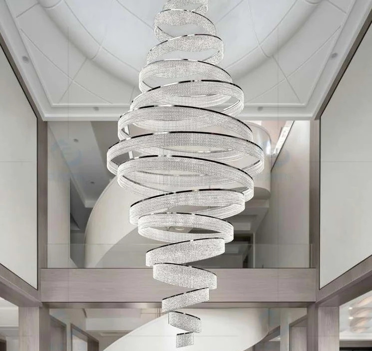 Akari Staircase Crystal Ring LED Chandelier Lighting