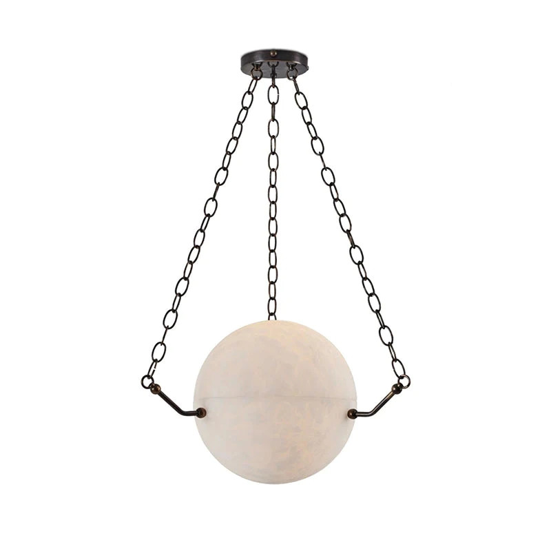 Hand Carved Alabaster Globe Pendant Light