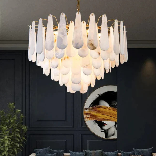 Spanish Alabaster Foyer Chandelier Lighting