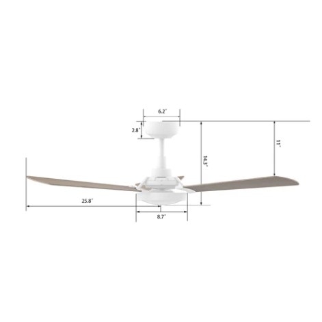 BRISA 52 inch 3-Blade Smart Ceiling Fan with LED Light & Remote Control ...