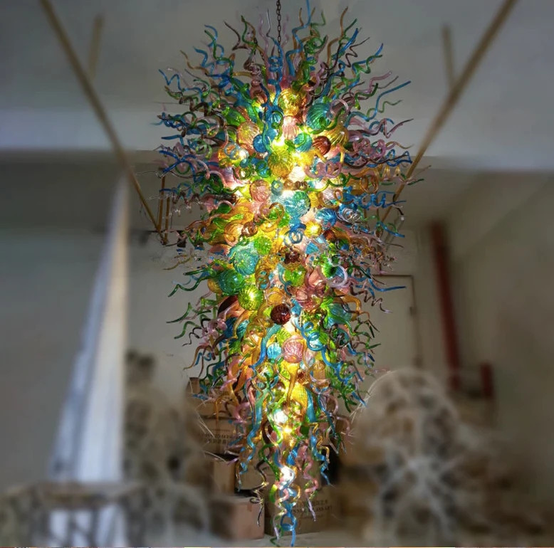 Luxury Italian Blue Color Hand Blown Chandelier