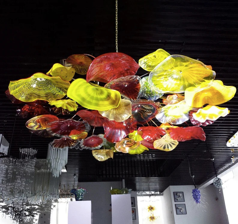 Ocean Theme Fish Hand Blown Glass Chandelier Ceiling Mounted Lamp