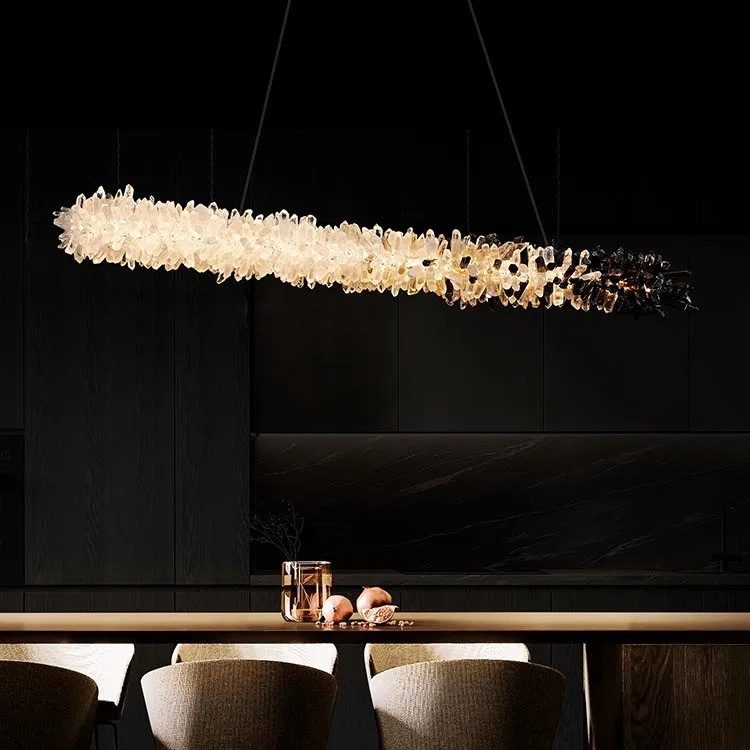 Quartz Crystal Linear Pendant Light