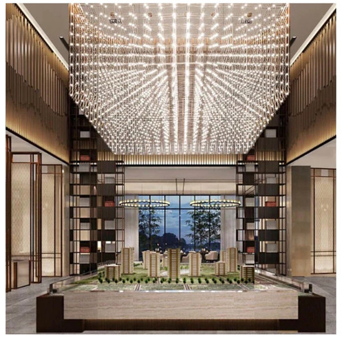 Modern Matrix Star Cube Rectangle Steel Net Glowworm LED Pendant Chandelier