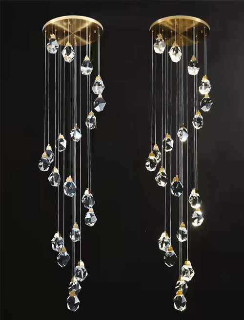 Geometric Irregular Cut Crystal Chandelier Lighting