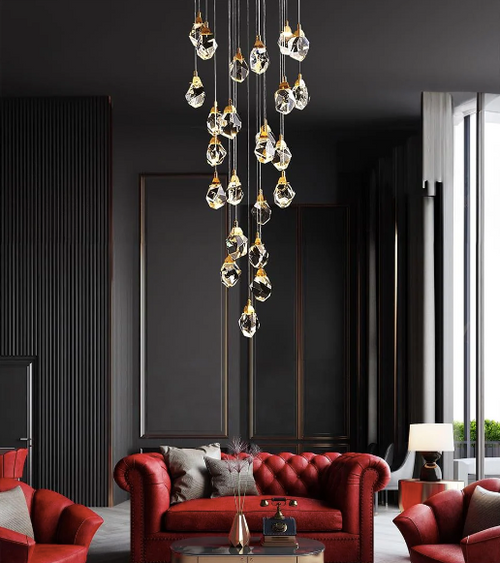 Geometric Irregular Cut Crystal Chandelier Lighting