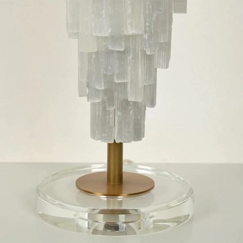 Translucent Tiered Natural Selenite Stone Table Lamp