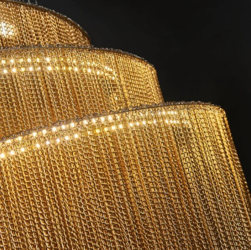 Luxury Silver/Gold Long Chain Chandelier For Staircase, Lobby, Hallway