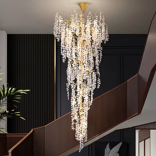 Ice Drops Winter Tree Branch Art Glass Chandelier Lighting