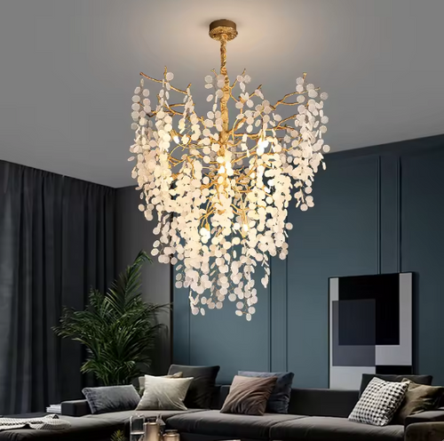 Ice Drops Winter Tree Branch Art Glass Chandelier Lighting