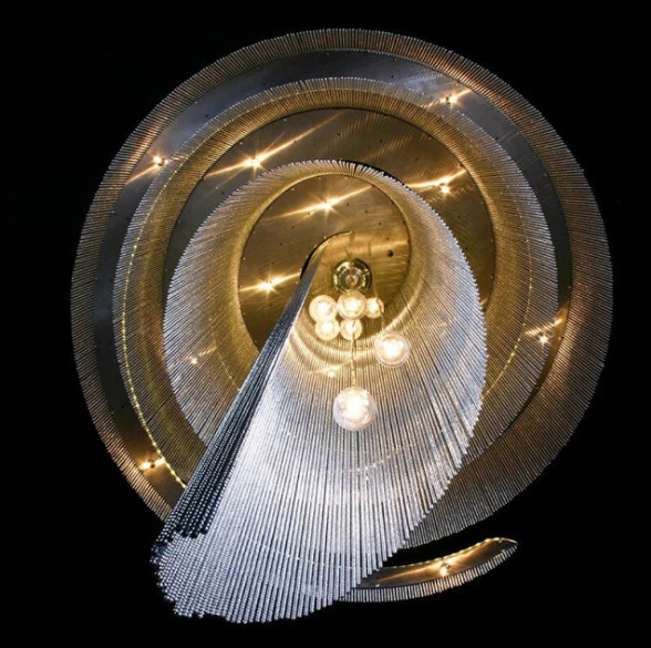 Luxury Silver/Gold Long Chain Chandelier For Staircase, Lobby, Hallway